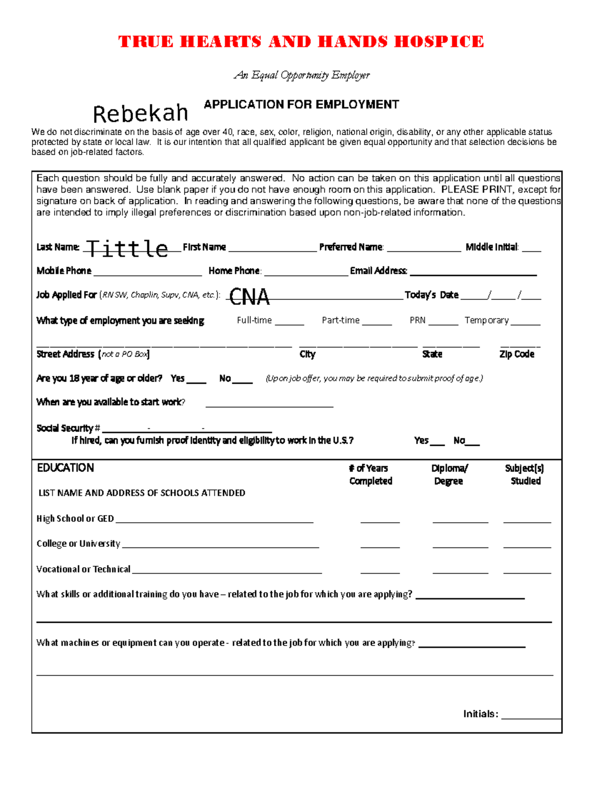 Application+for+Employment+-+True+Hearts+and+Hands+Hospice - TRUE ...