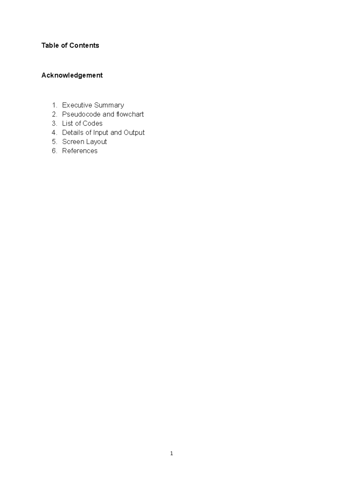 Final Report - csc128 - Table of Contents Acknowledgement 1. Executive ...