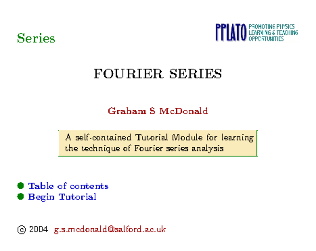 Fourier-series-tutorial - Series FOURIER SERIES Graham S McDonald A ...