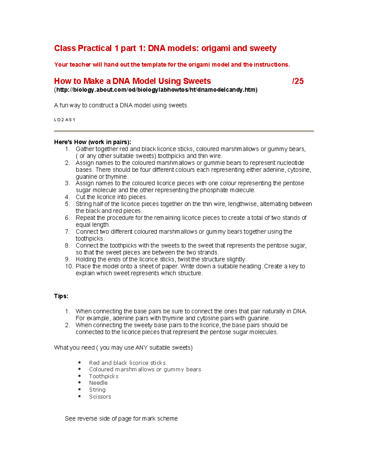 How to Make a DNA Model Using Sweets - Class Practical 1 part 1: DNA ...
