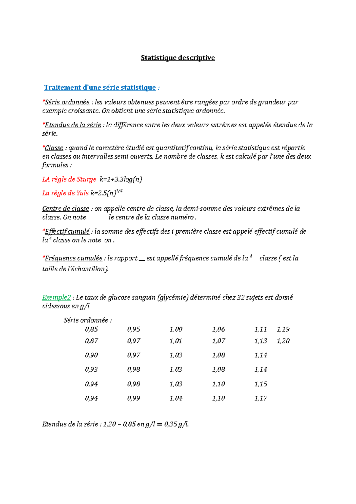 Statistique descriptive - Statistique descriptive Traitement d’une ...