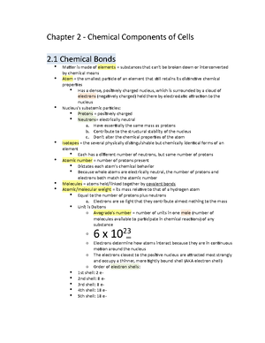Cell Biology Notes Chapter 1 - Chapter 1 - Cells : The Fundamental ...