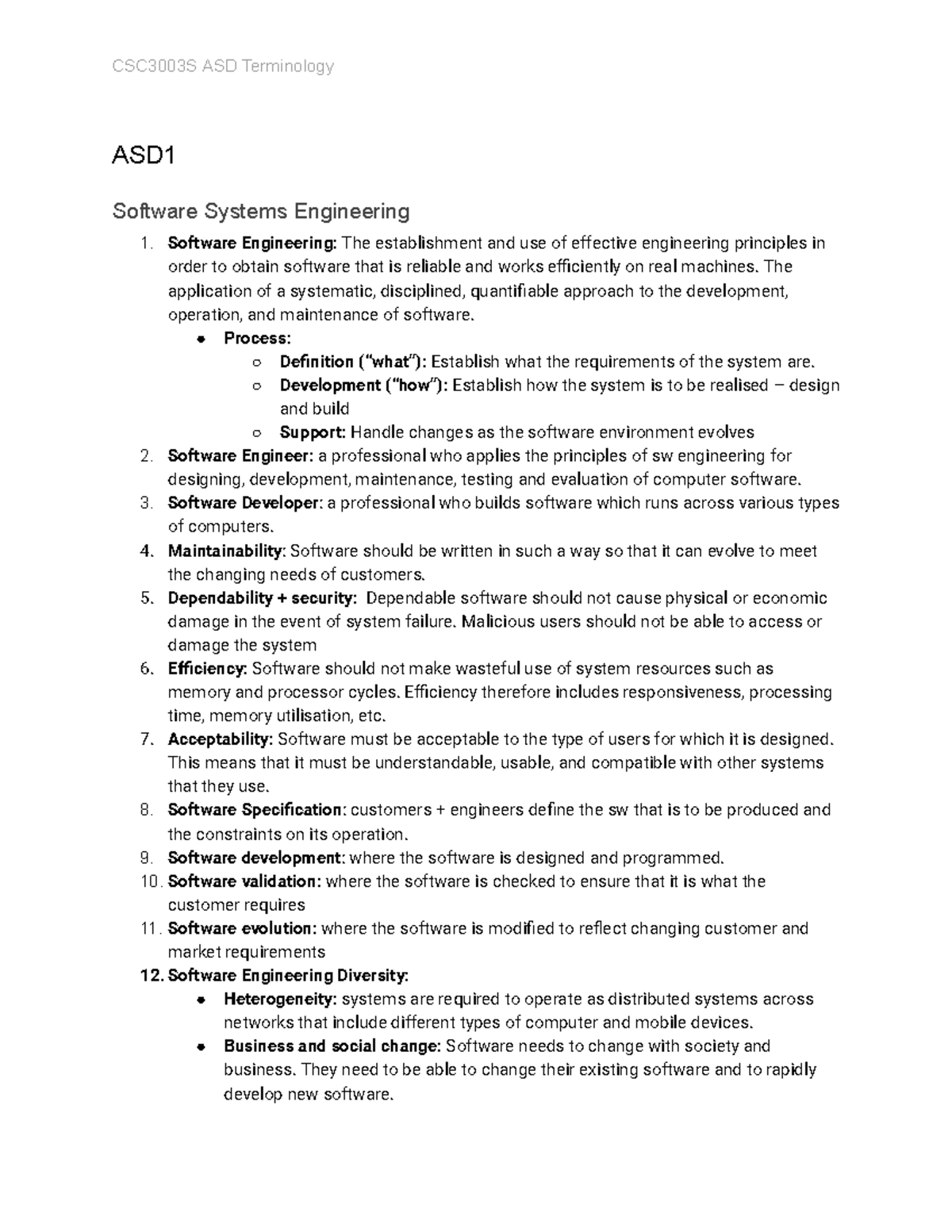 ASD Terminology - Summary Computer Science - ASD Software Systems ...