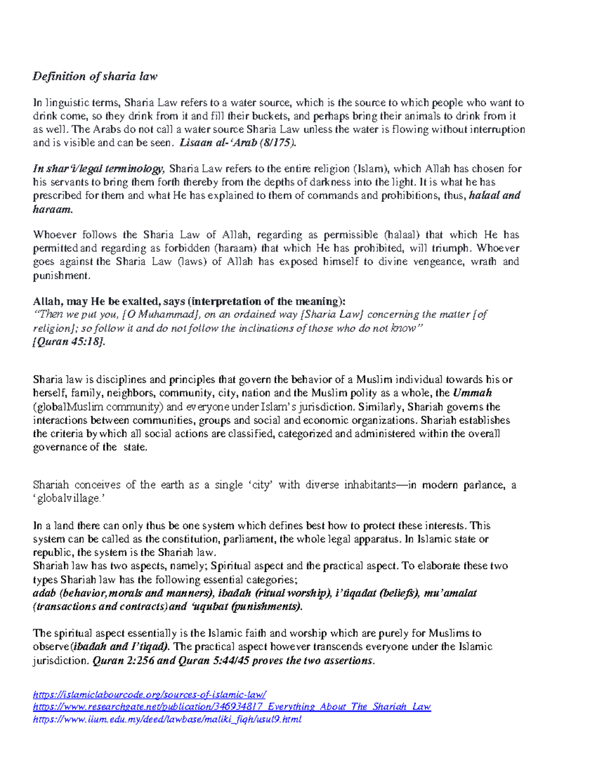 Sharia LAW Explained - islamiclabourcode/sources-of-islamic-law/ - Studocu