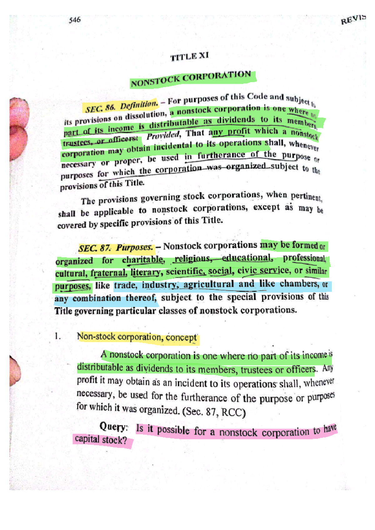 NON Stock Corporation organized - Accounting - Studocu