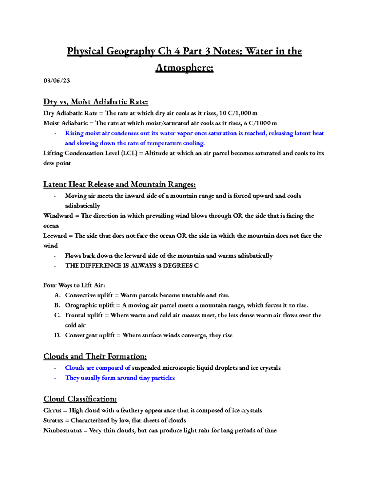 Physical Geography Ch 4 Part 3 Notes Water - Physical Geography Ch 4 ...