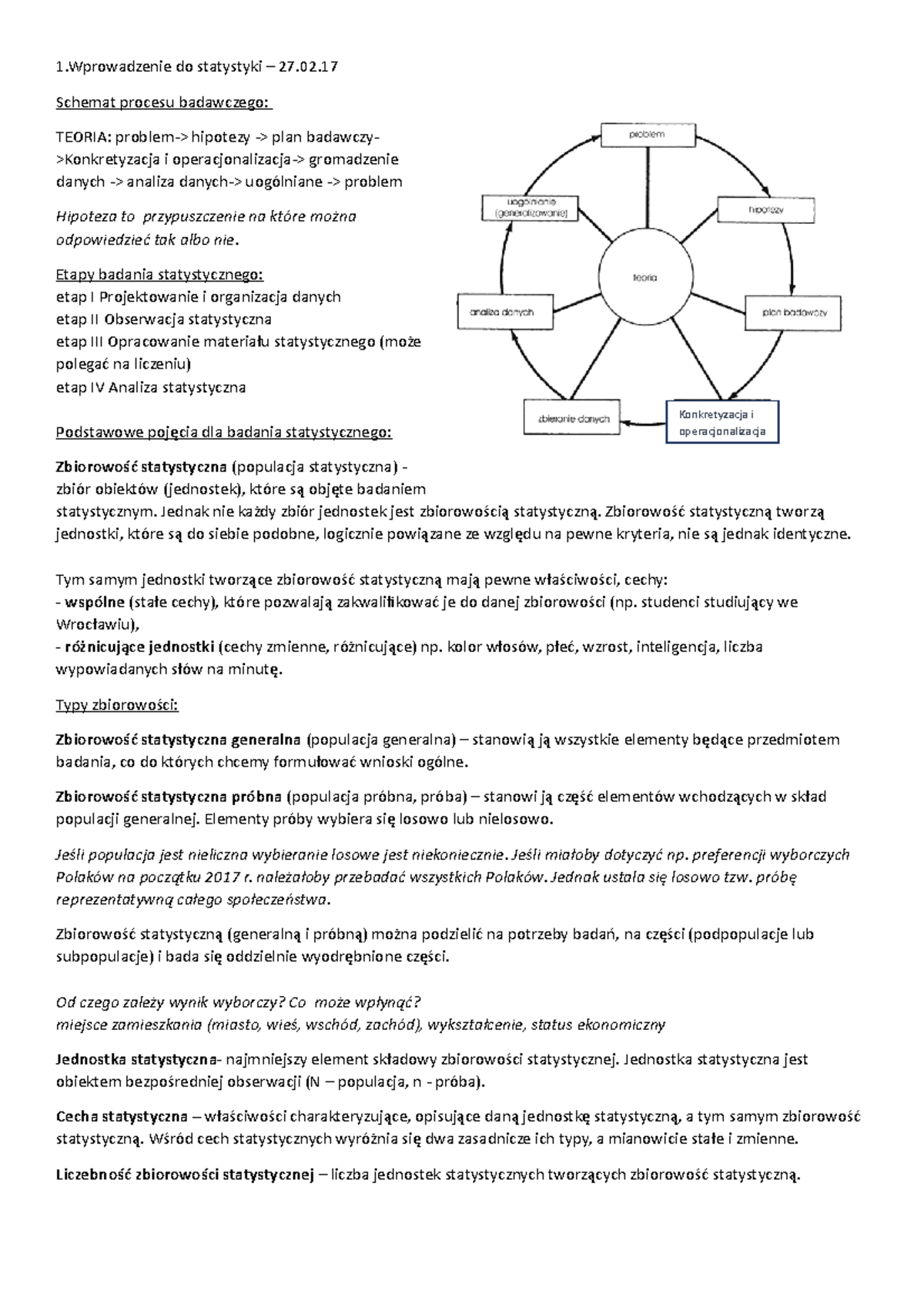 Statystyka - Lecture notes All - 1 do statystyki – 27.02 Schemat ...