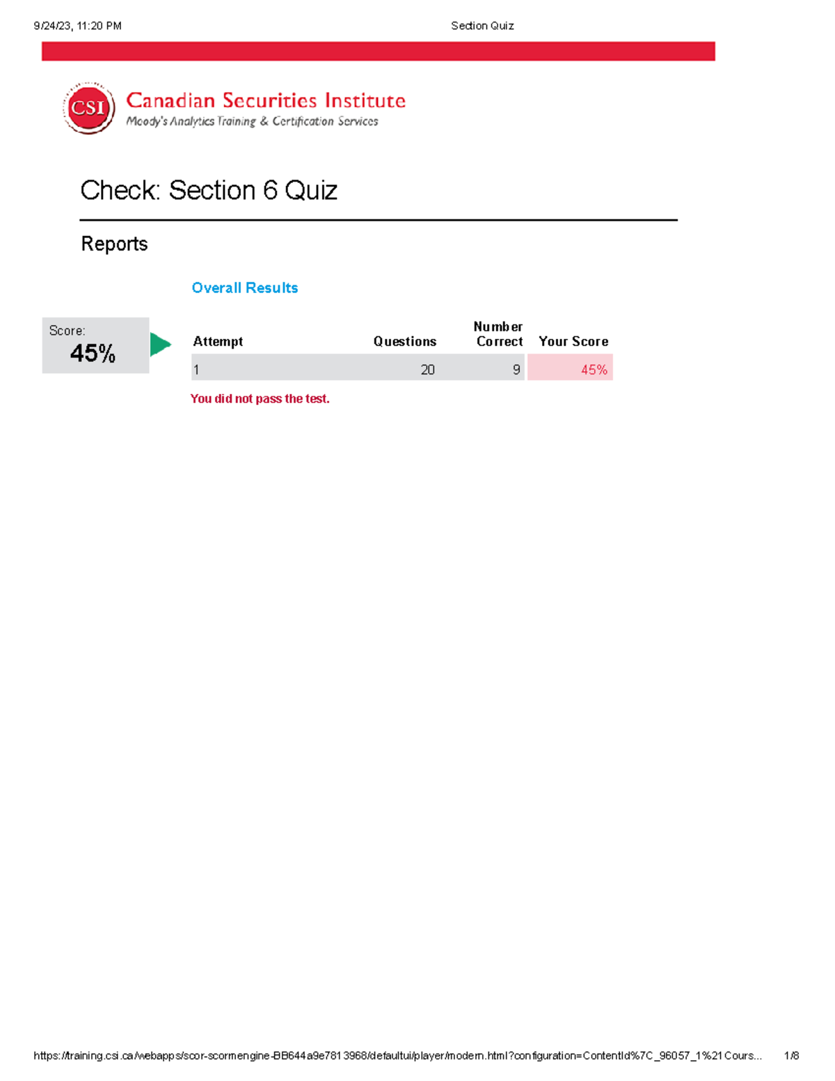 Section 6 Quiz Csc Practice Question Check Section 6 Quiz Reports Attempt Questions Number