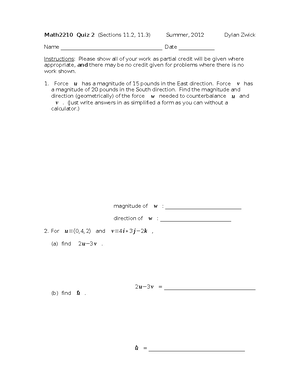 Prac Final Answers - review guide - Mathematics 2210 Calculus III Practice Final Examination ...