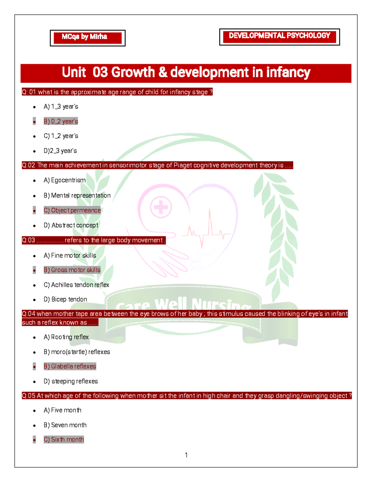 Unit#03 Growth & development in Infancy provided by Mirha - Unit 03 ...