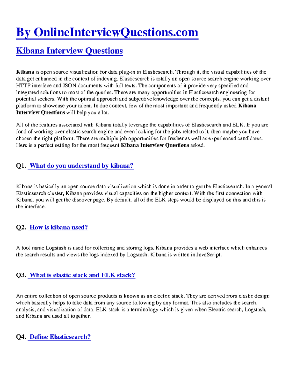 Kibana-interview-questions - By OnlineInterviewQuestions Kibana Interview Questions Kibana is ...