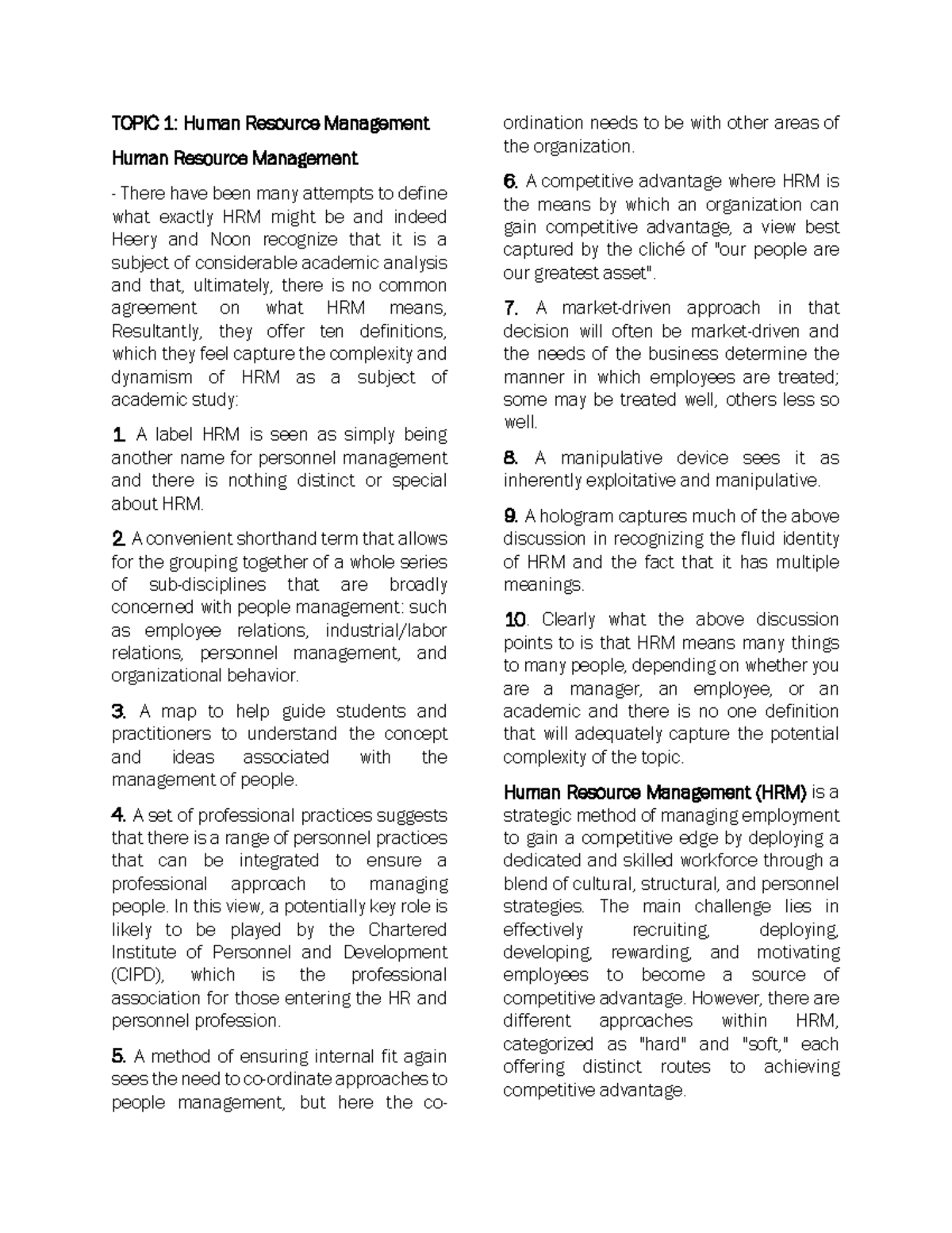 Human Resource Management - TOPIC 1: Human Resource Management Human ...