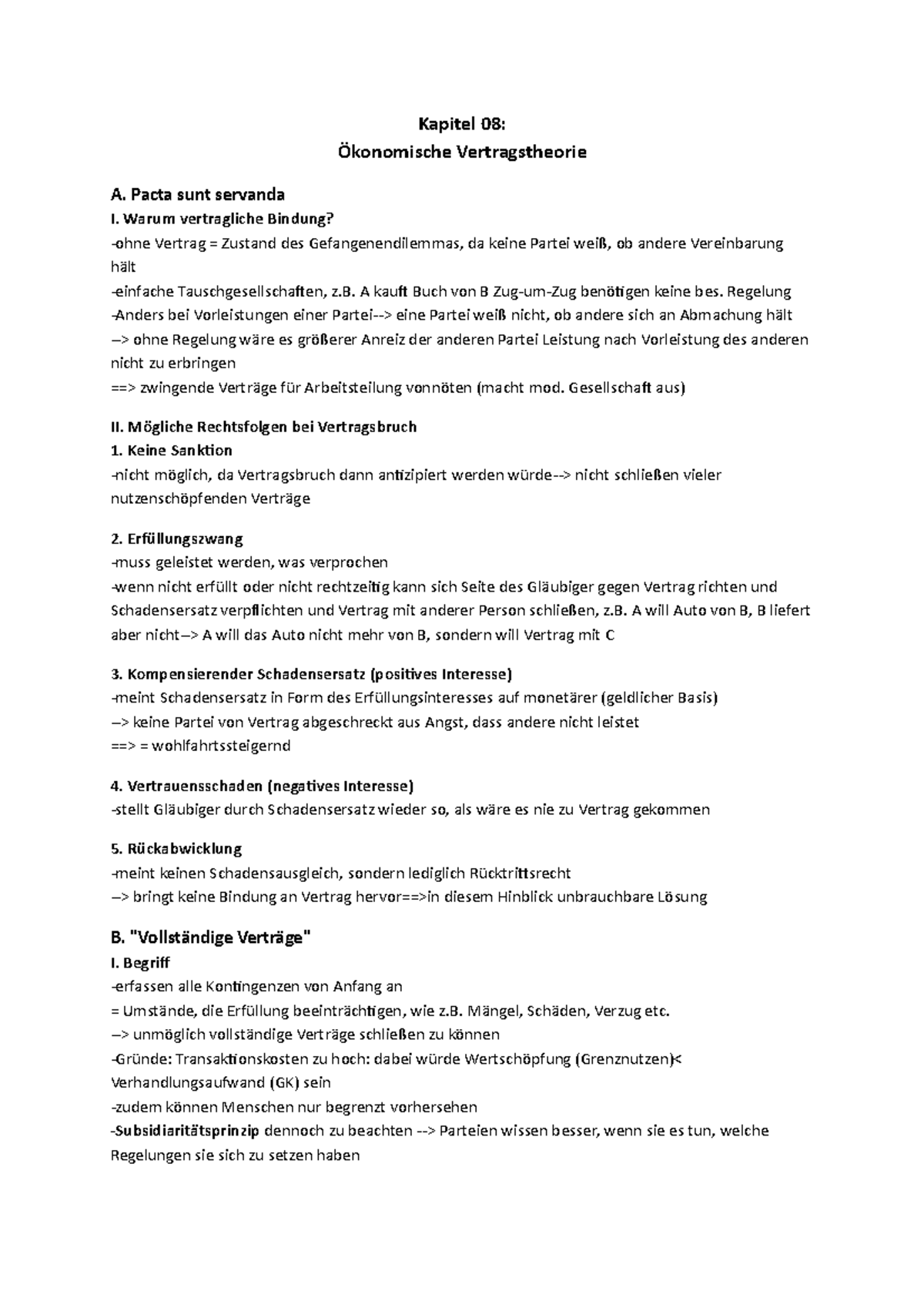 08 Ökonomische Vertragstheorien - Pacta sunt servanda I. Warum ...