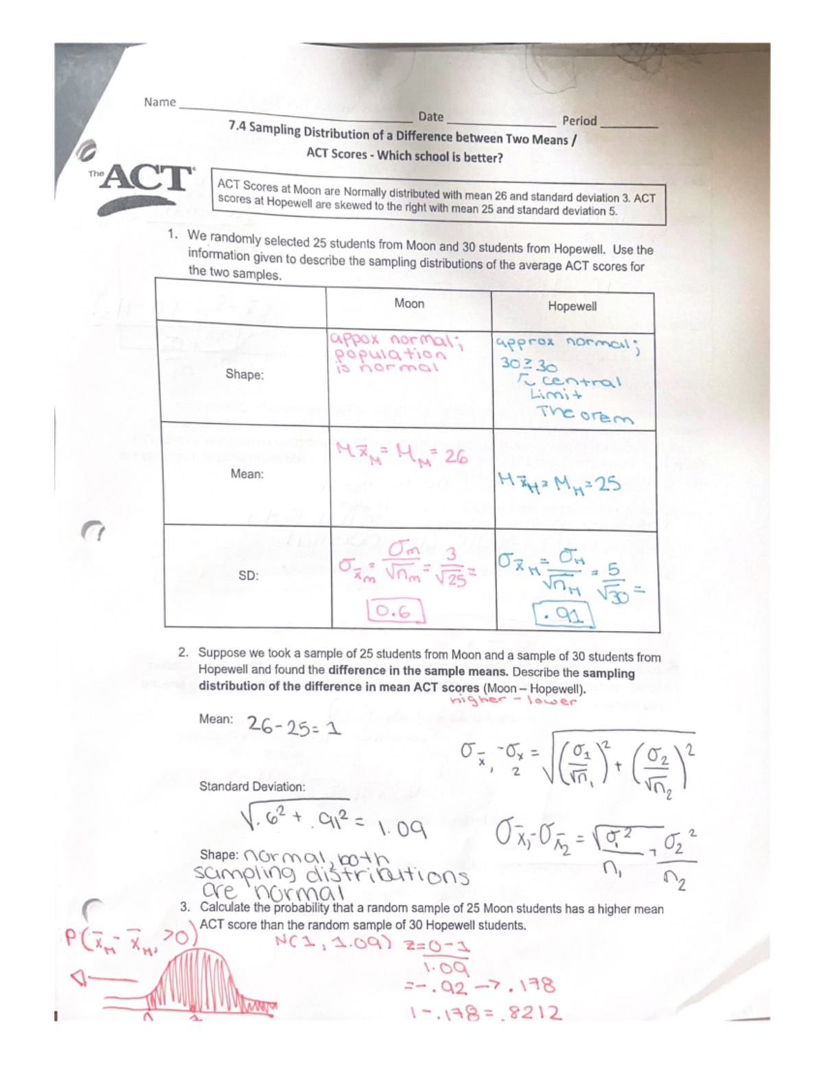 7.4 Sampling Distribution of a Difference between Two Means - STA 4032 ...