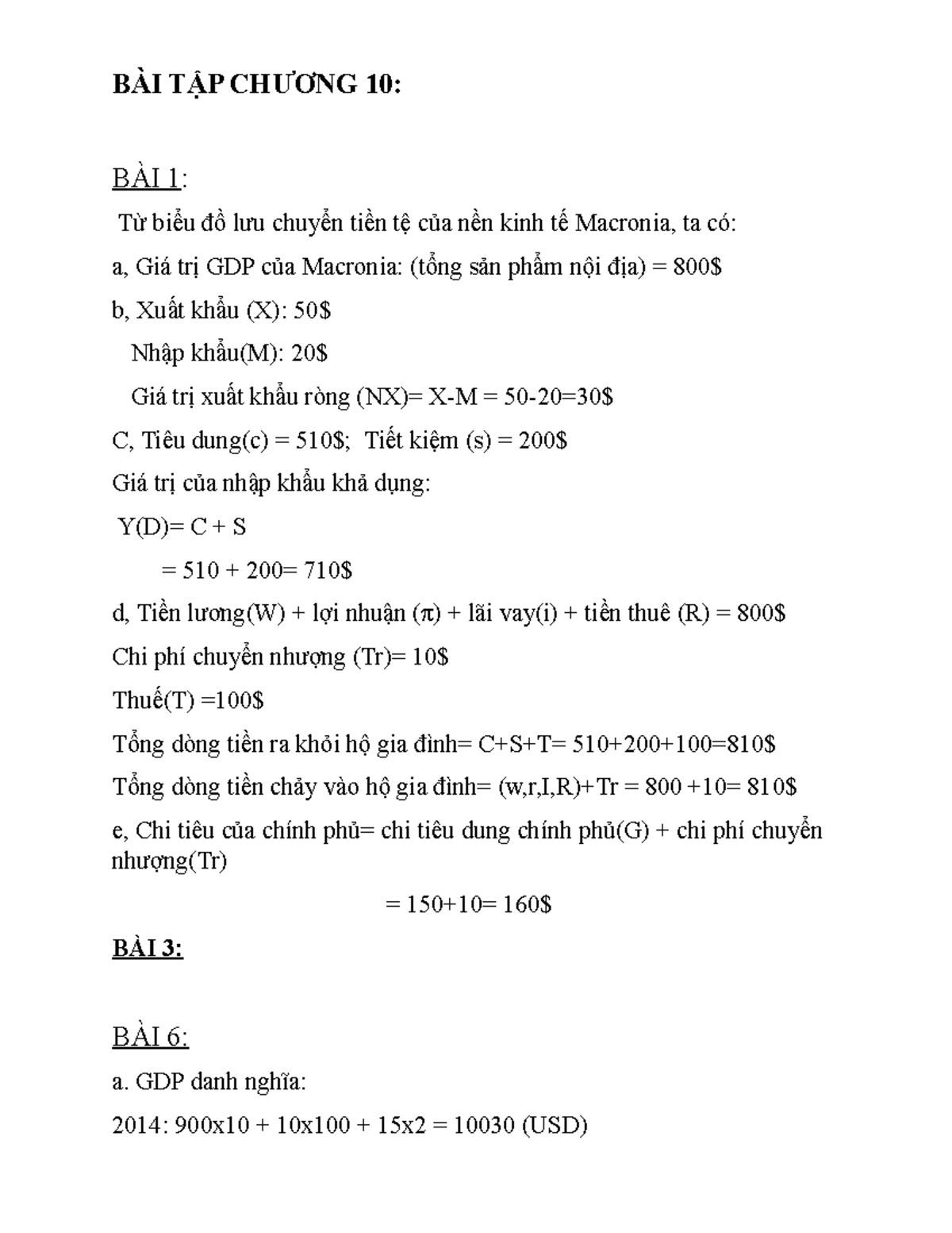 Nộp bài tập vĩ mô - help - BÀI TẬP CHƯƠNG 10: BÀI 1: Từ biểu đồ lưu chuyển tiền tệ của nền kinh ...