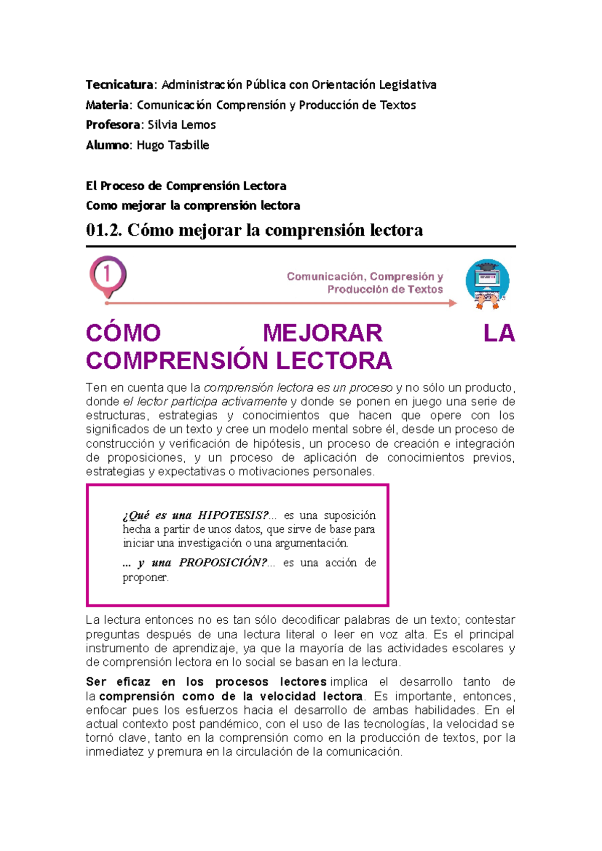 COMO Mejorar LA Comprension Lectora Comprension Y Produccion DE Textos ...