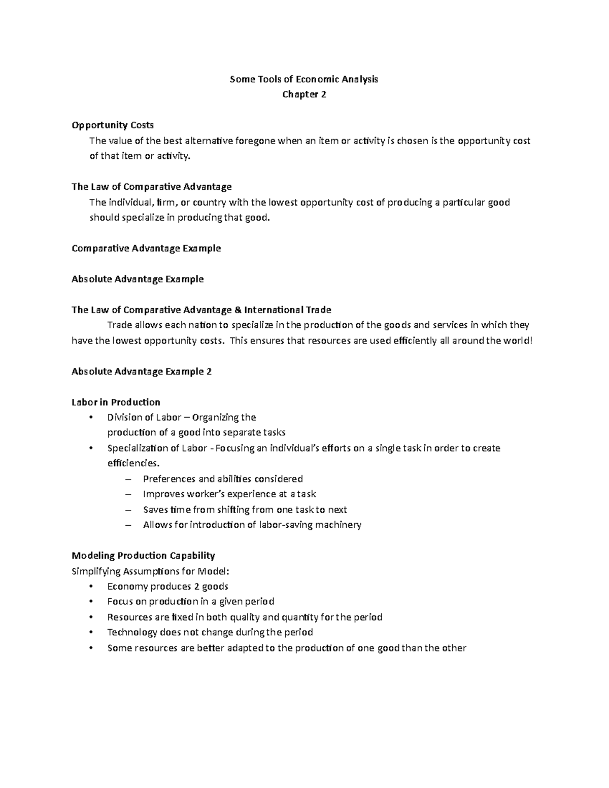 Chapter 2-Some Tools of Economic Analysis-Outline - Some Tools of ...