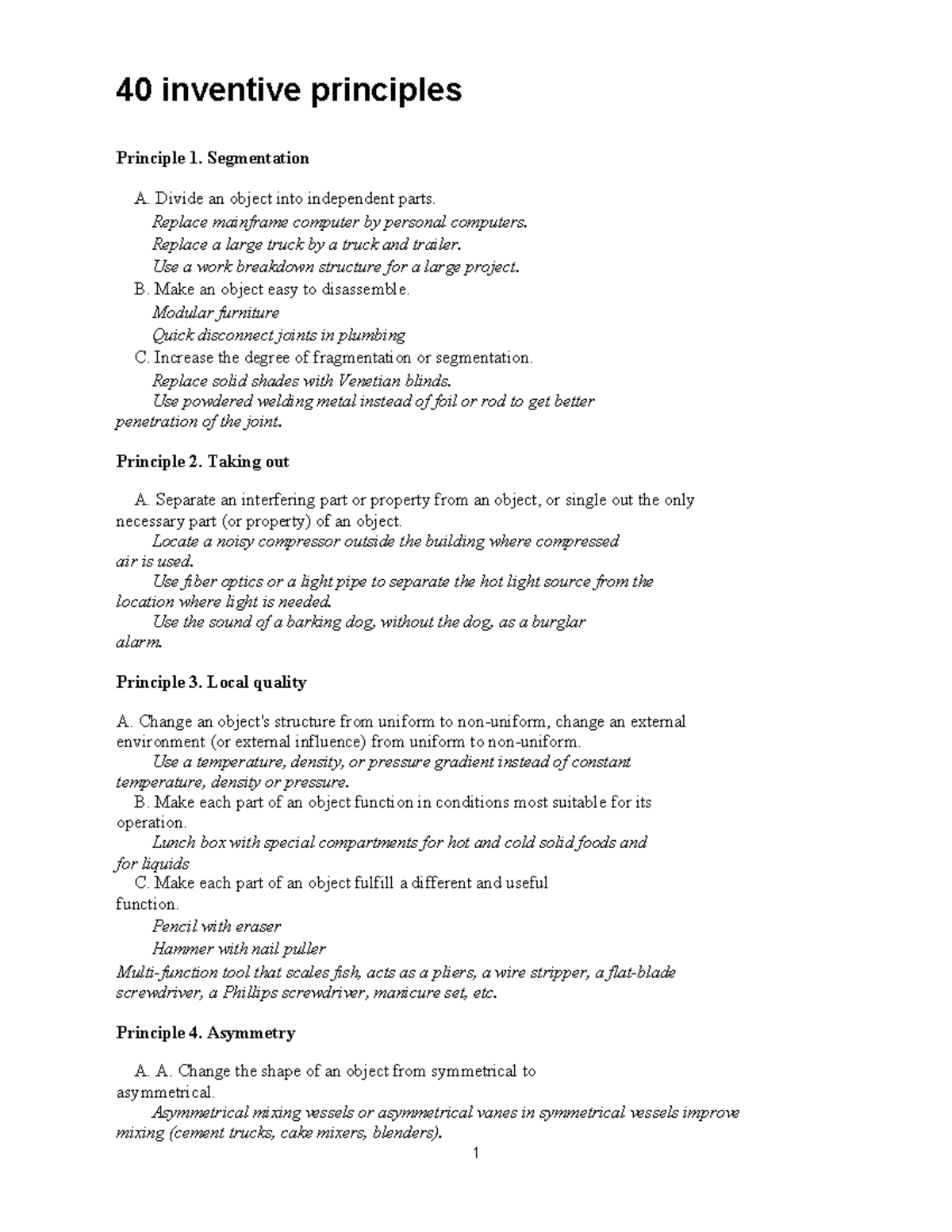 Appendix 4 - 40 Inventive Principles - 40 inventive principles ...
