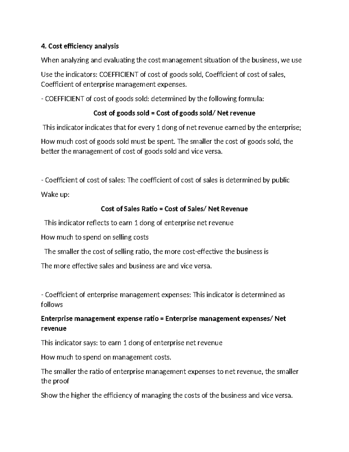 Cost Efficiency Analysis - 4. Cost efficiency analysis When analyzing ...