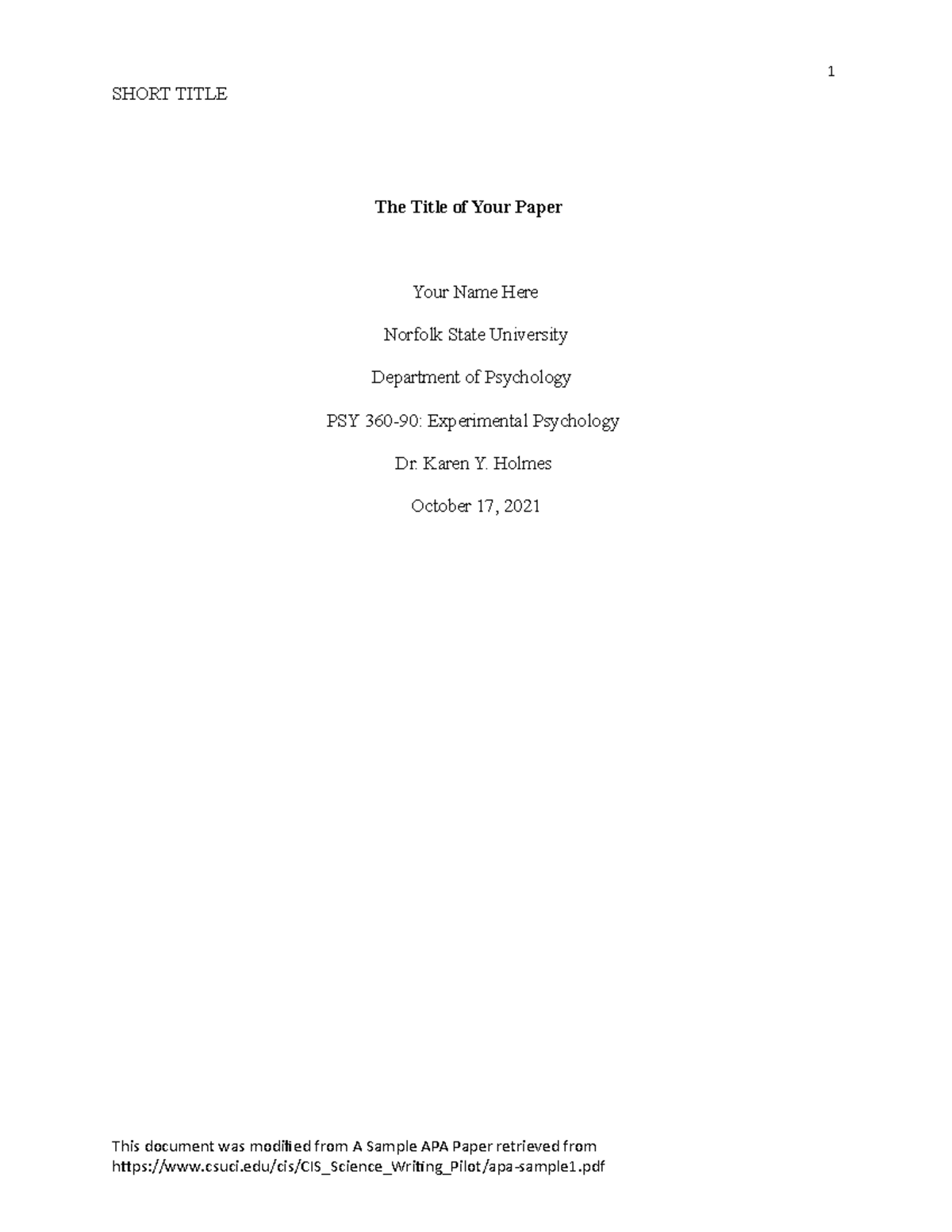 Introduction and Method Section Template(1) (1) (2) - SHORT TITLE The ...