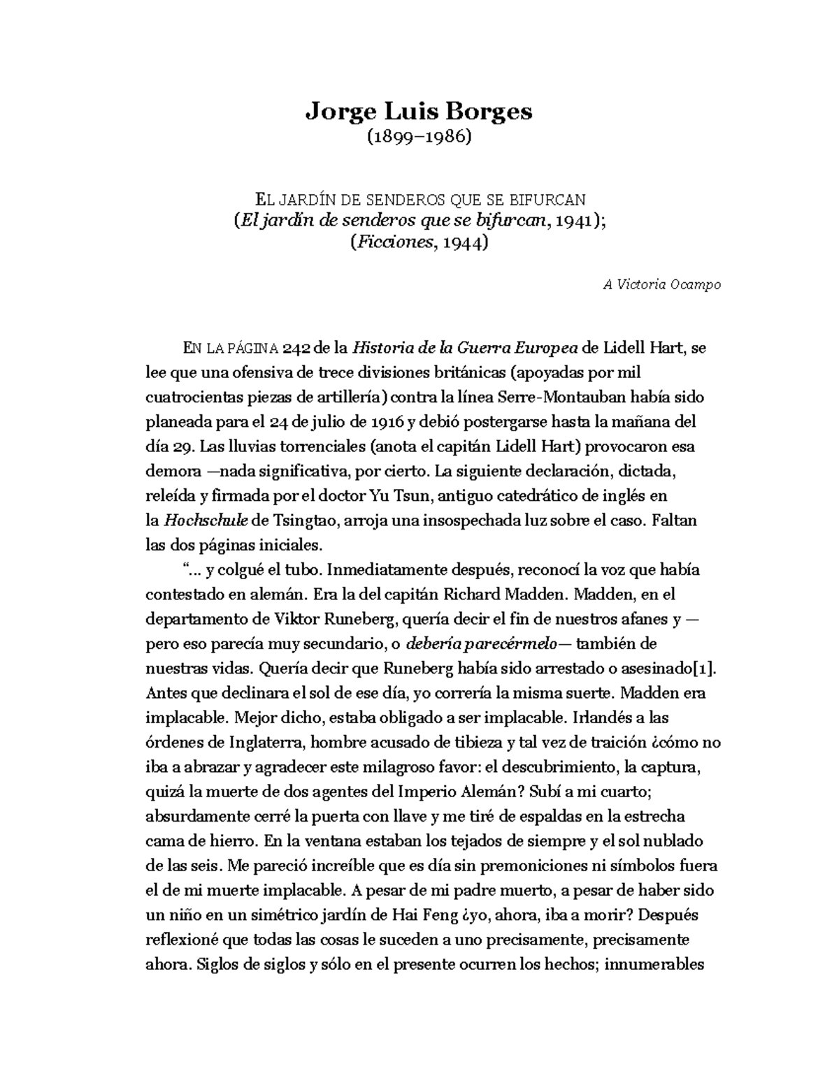 Jorge Luis Borges - lectura, análisis - Jorge Luis Borges (1899–1986 ...