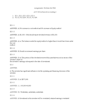 Assignments Problem Set-Wk8 updated - Assignments: Problem Set-Wk ACC ...