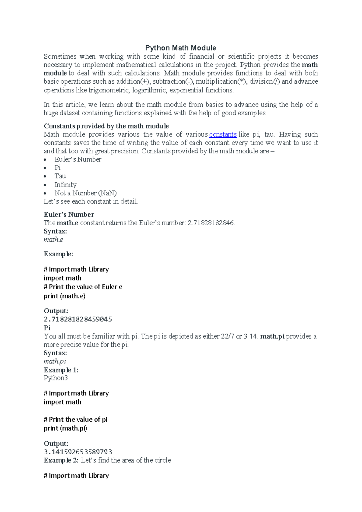 Python Math Module Python Math Module Sometimes When Working With 9545
