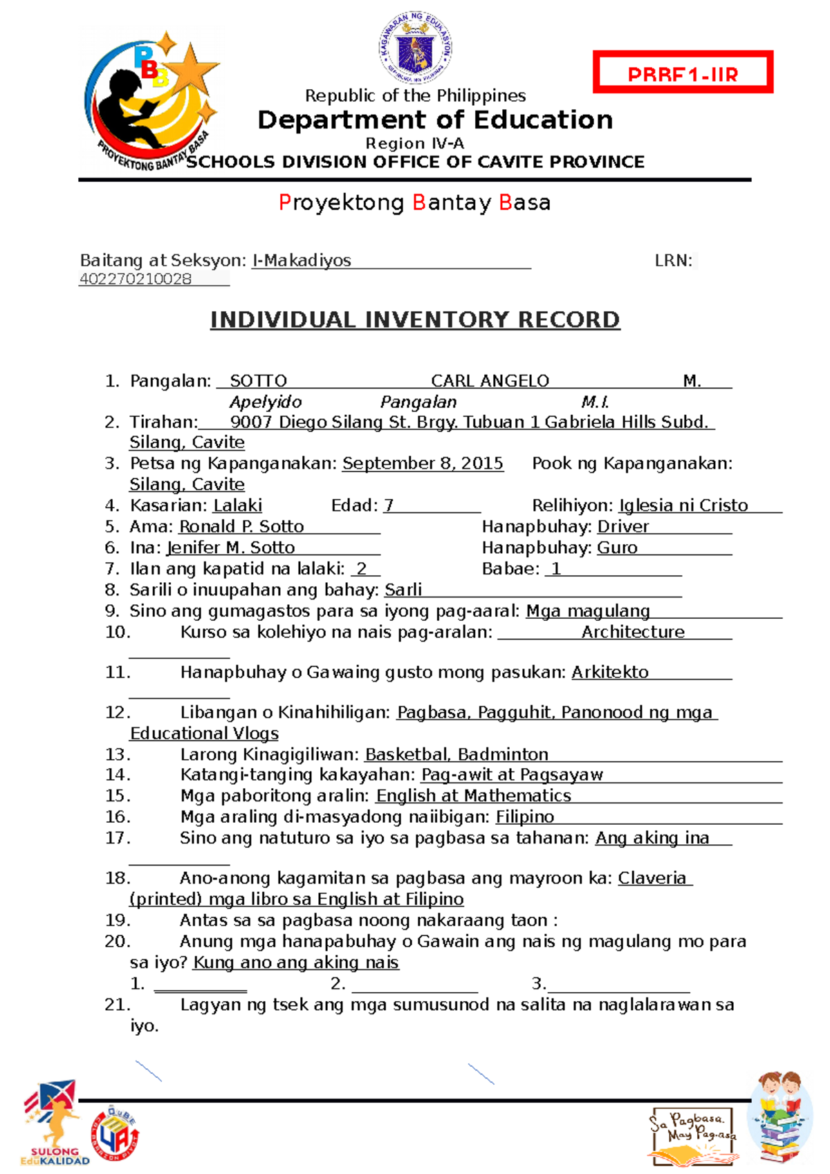 research on management - PBBF1-IIR Republic of the Philippines Department of Education Region IV ...