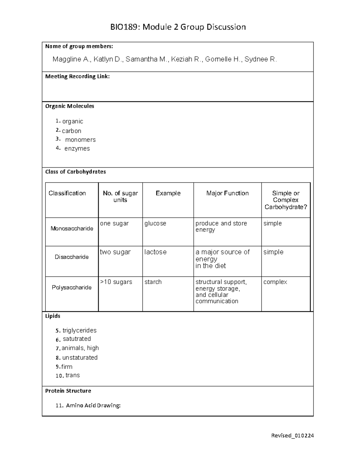 Module 2 Group Discussion Worksheet - BIO189: Module 2 Group Discussion ...