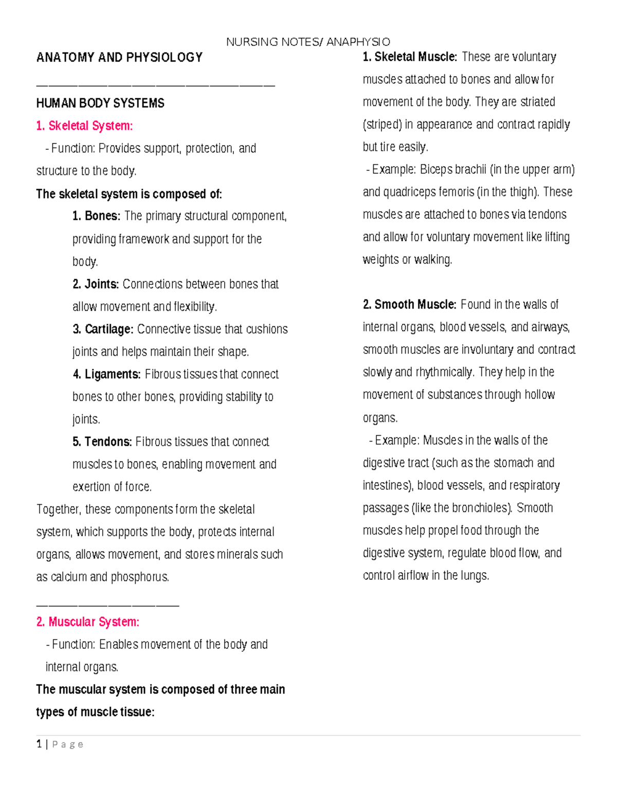 Anatomy AND Physiology Brief Reviewer - ANATOMY AND PHYSIOLOGY - Studocu