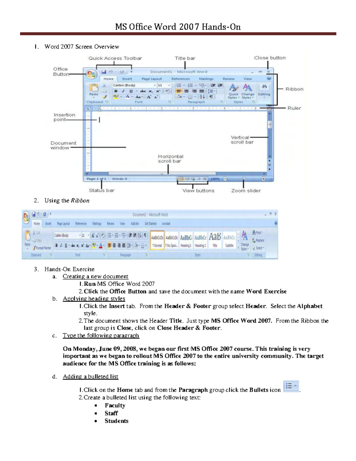 Hands on-Word2007 - Easy learning of MS word for upper grade - MS ...