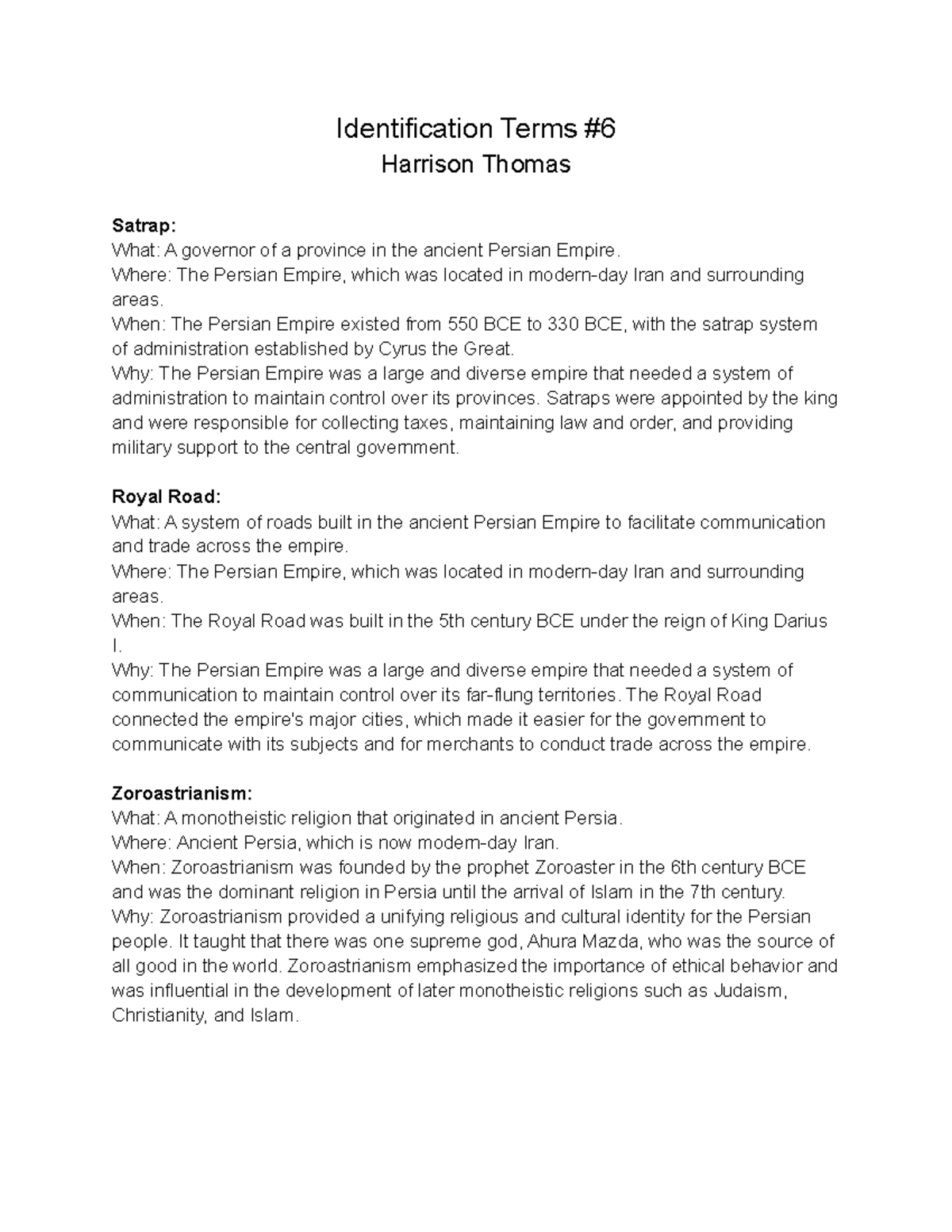 Identification Terms #6 - Identification Terms Harrison Thomas Satrap ...