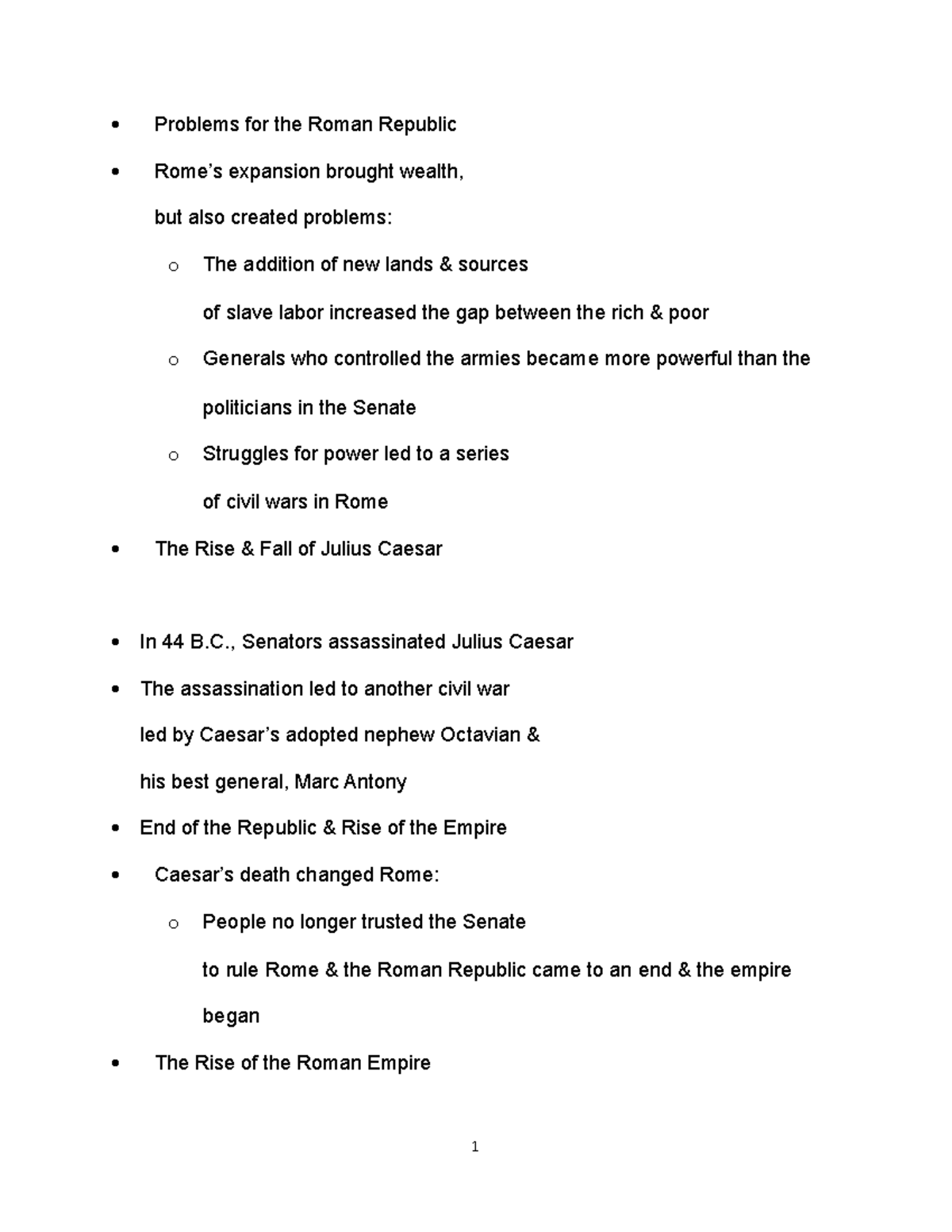 2021-HIST 1111 Lecture-Notes Roman-empire-World-History - Problems for ...