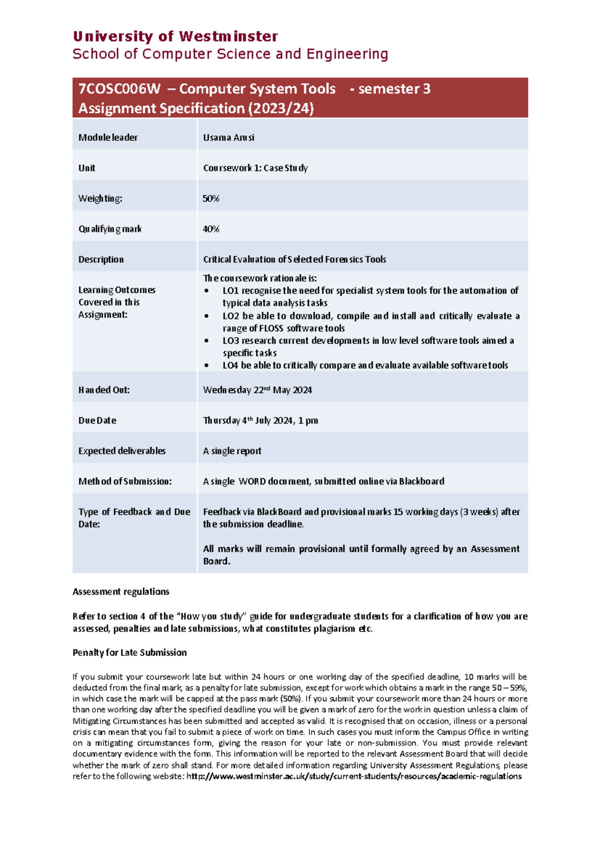 2023 7COSC006W CW1 prov - University of Westminster School of Computer ...