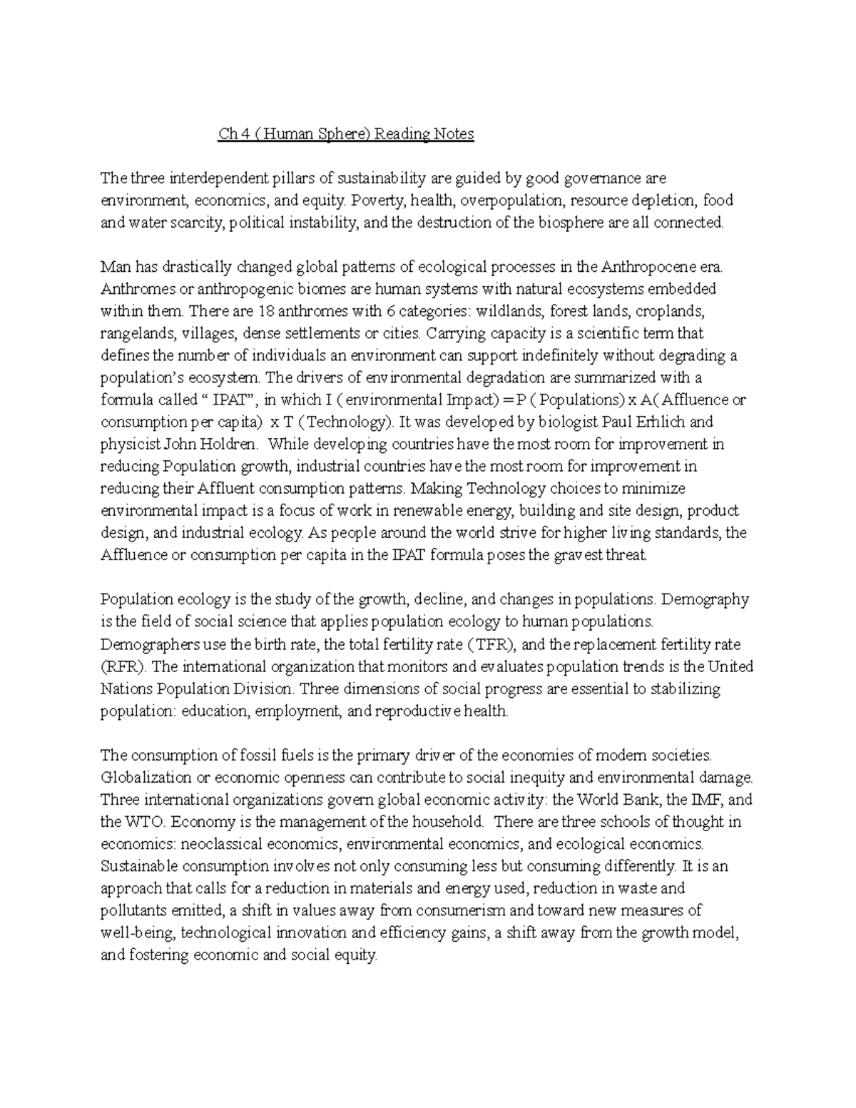 Ch 4 ( Human Sphere ) Reading Notes - Ch 4 ( Human Sphere) Reading ...