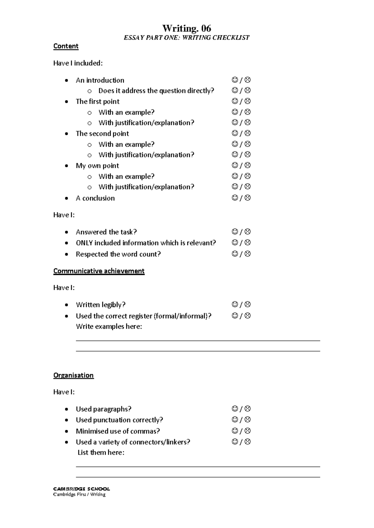 First - Writing 06 - teste escrita - Writing. 06 ESSAY PART ONE ...