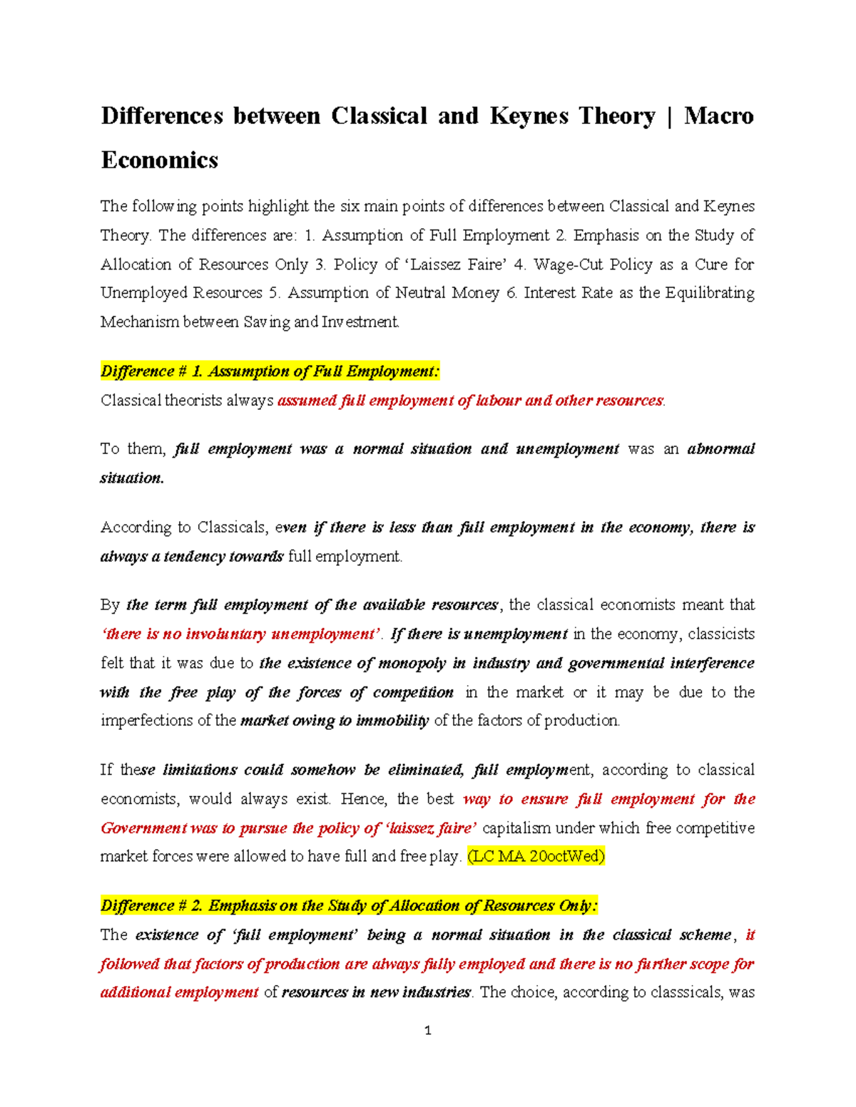 7 Classical & Keynesian Economics - Differences between Classical and ...