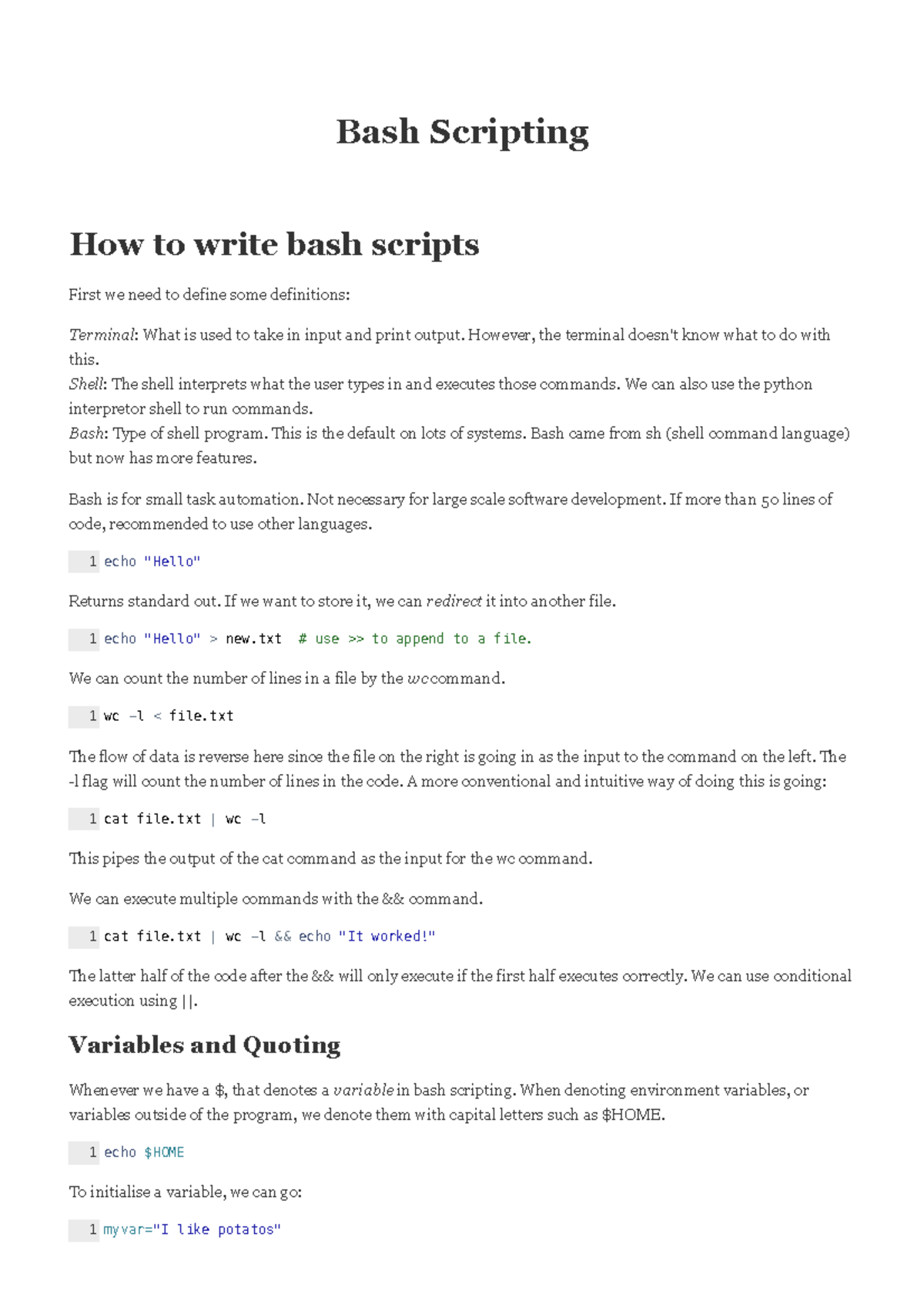 COMP2017 - Final Notes - Prep - Bash Scripting How to write bash ...