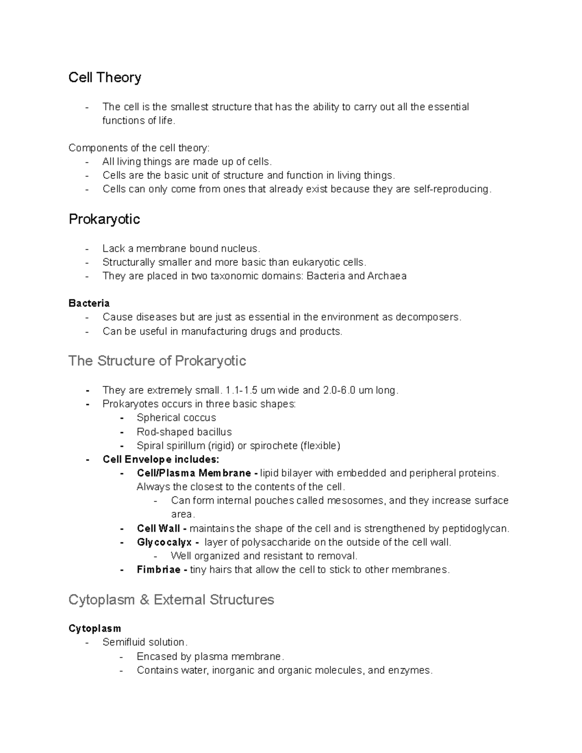 BSC 110 Cell Theory - Cell Theory The cell is the smallest structure ...