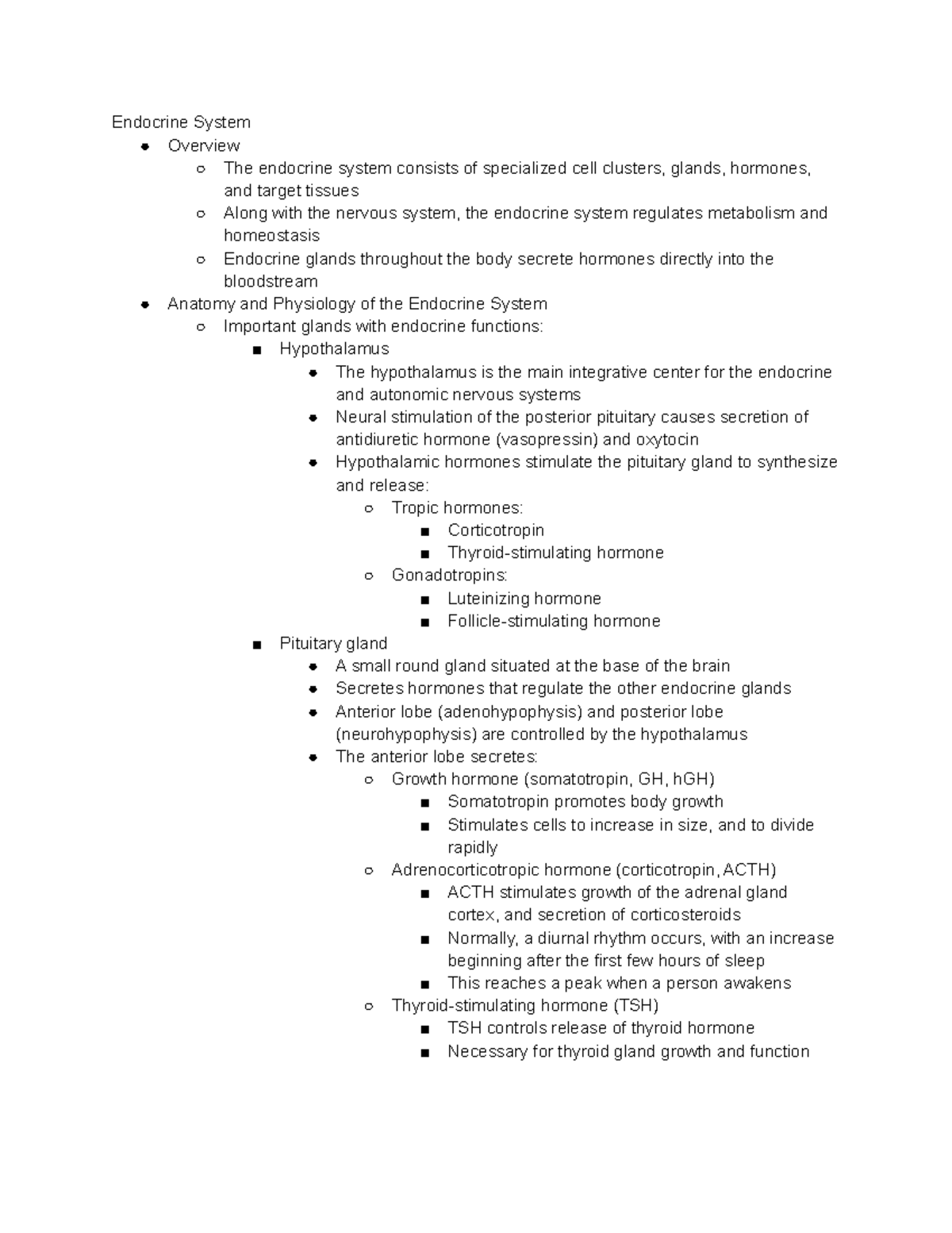 Week 4- Instruction Notes - Endocrine System Overview The endocrine ...