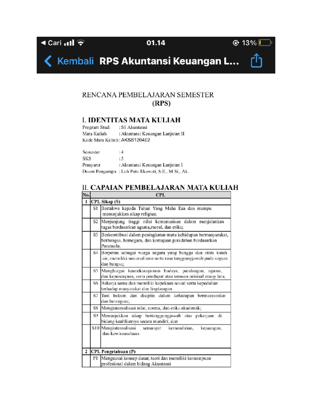 RPS AKL II - RPS AKL II - akuntansi sektor publik - Studocu