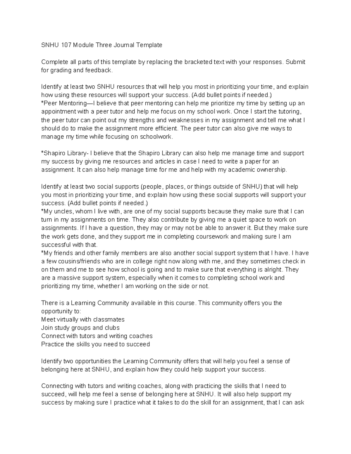 SNHU 107 Module Three Journal- Tabitha Williams - SNHU 107 Module Three ...