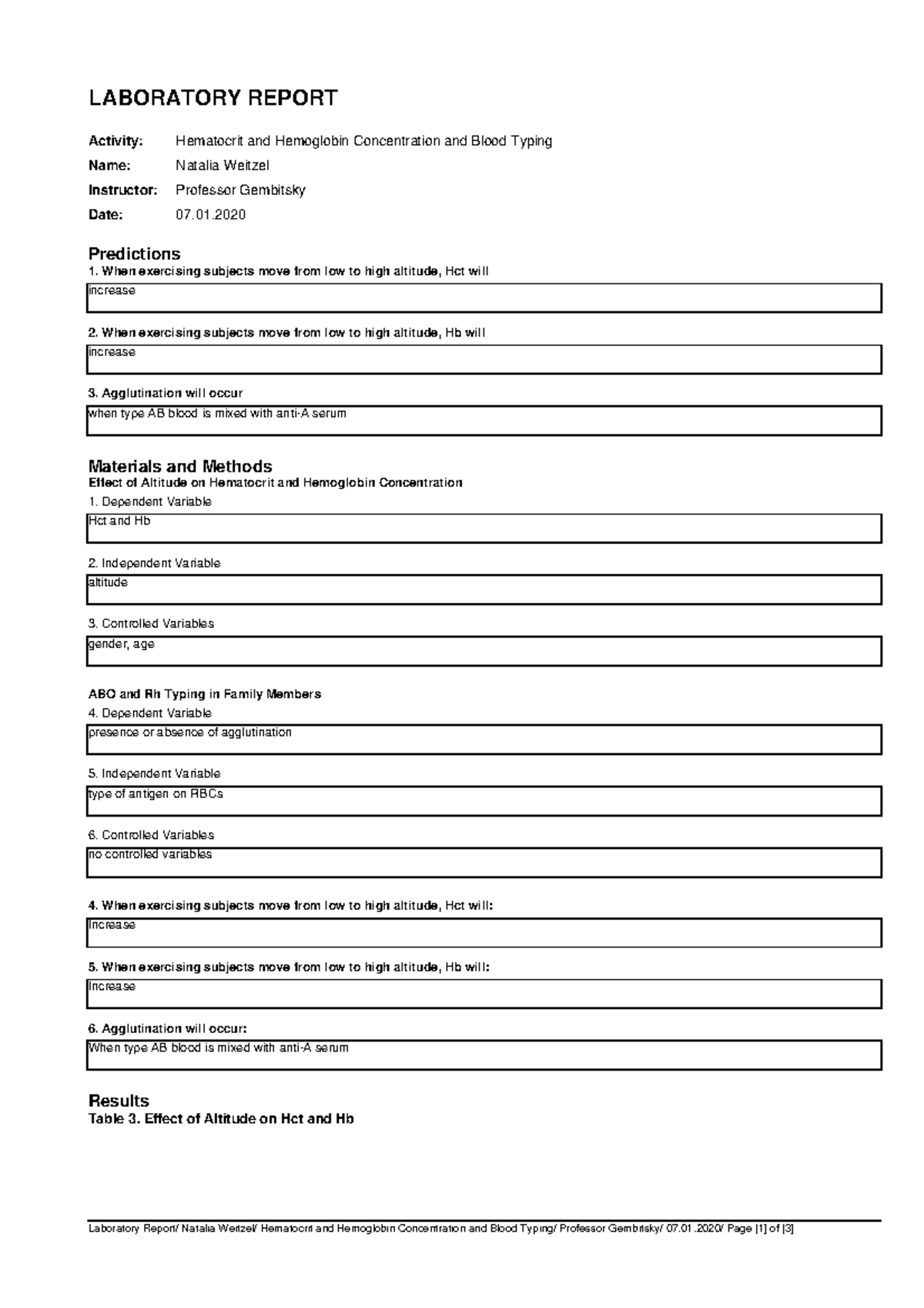 Hematobin & Blood Lab - Lab results - LABORATORY REPORT Activity ...