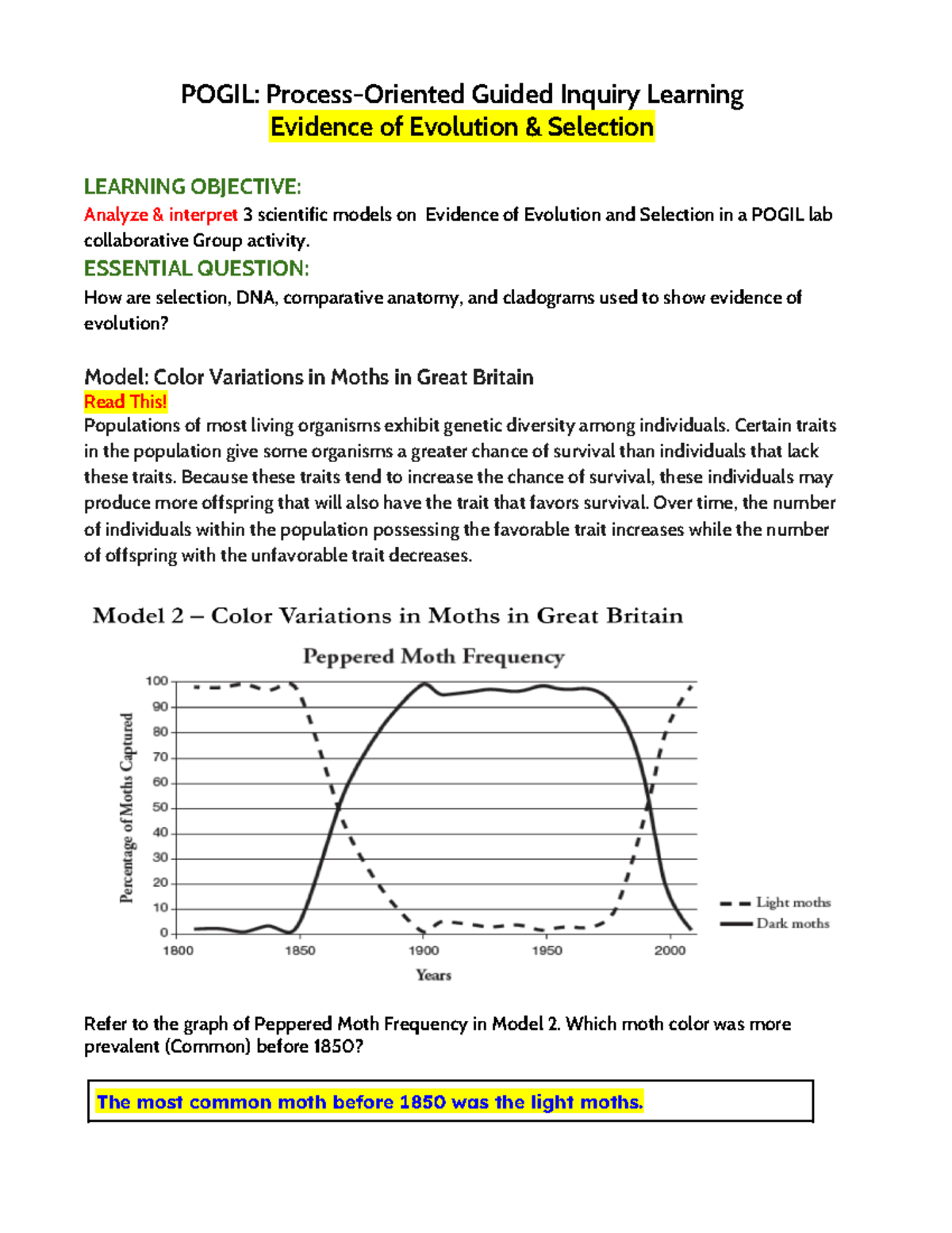 Copy of Pogil Evidence of Evolution & Selection 2024 - POGIL: Process ...