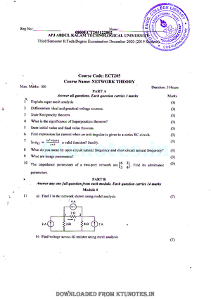 Network Theory - ECT205 - KTU - Studocu