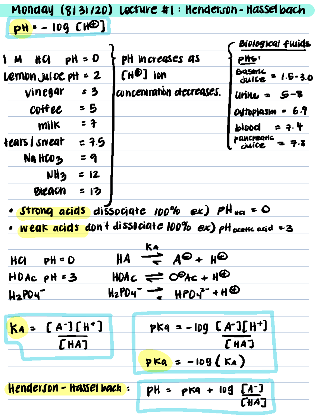 BIOC 3261 Intro TO Medical Biochem Notes - Monday 8131120 lecture 1 ...