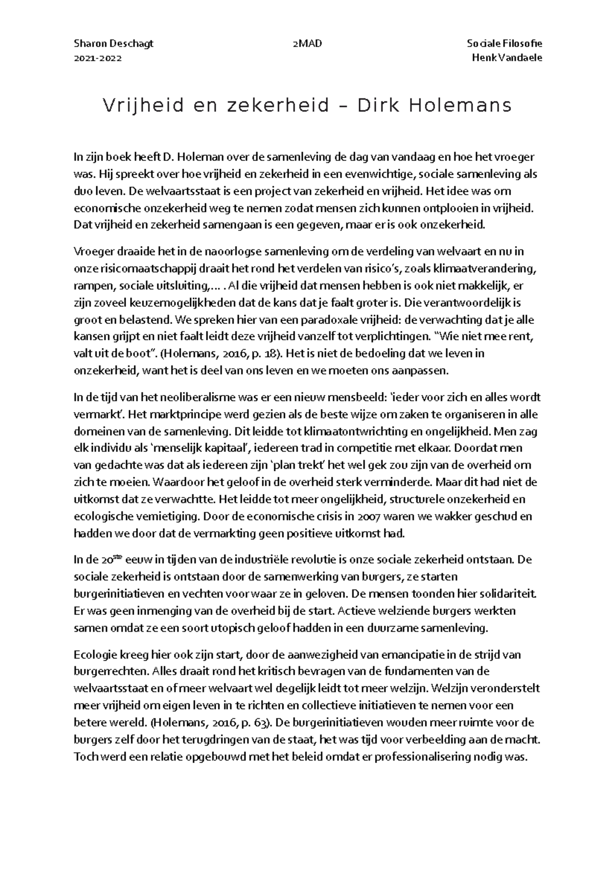 Vrijheid en zekerheid - dfsdfsdfsf - Sharon Deschagt 2MAD Sociale ...