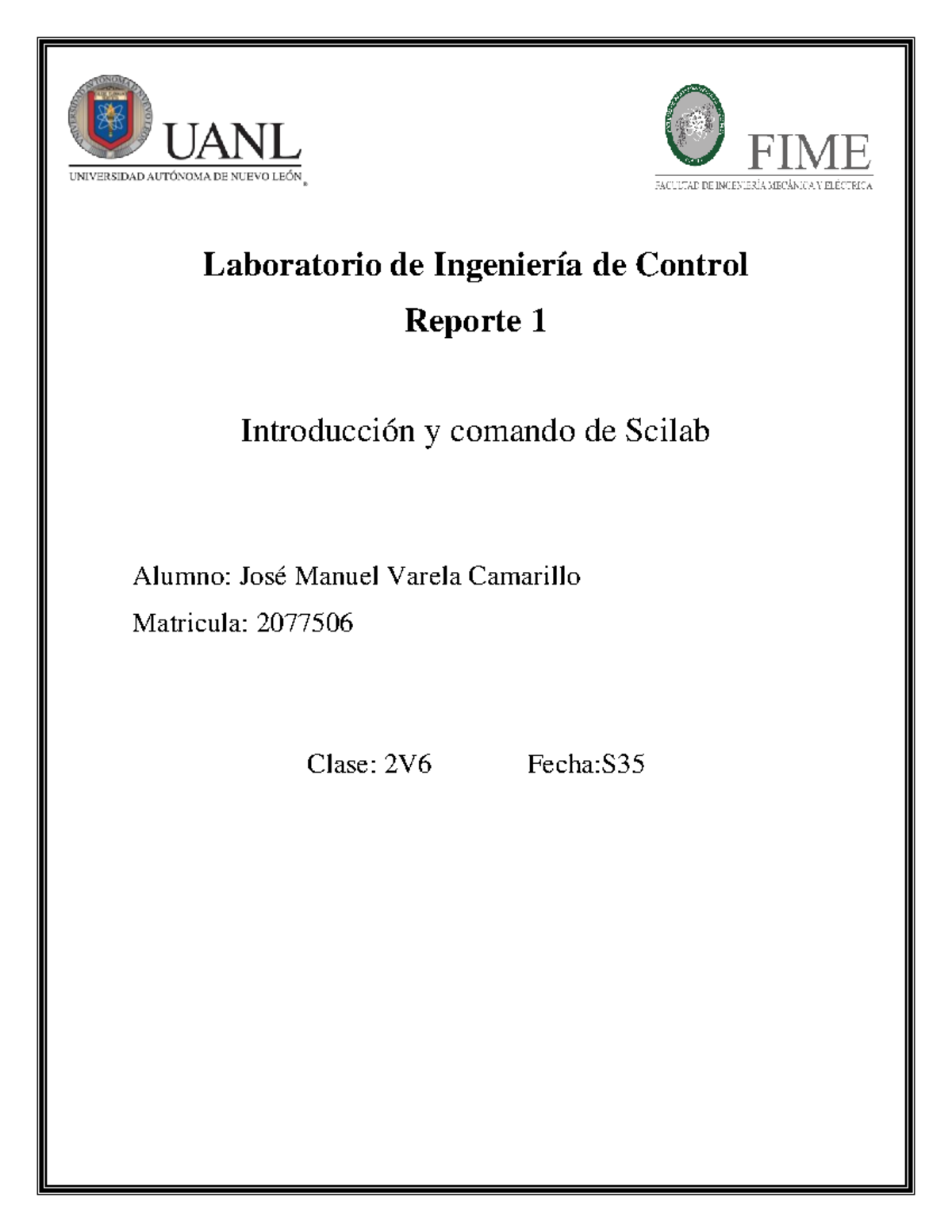 Practica 1 Laboratorio Ing Control - Laboratorio de Ingeniería de Control Reporte 1 Introducción ...