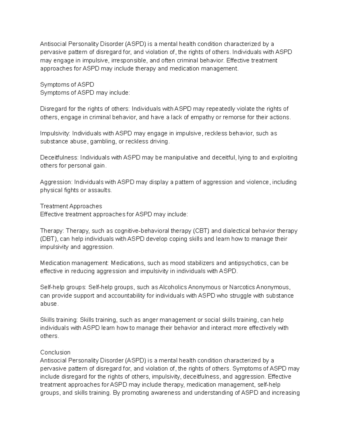 Antisocial Personality Disorder (ASPD) - Individuals with ASPD may ...