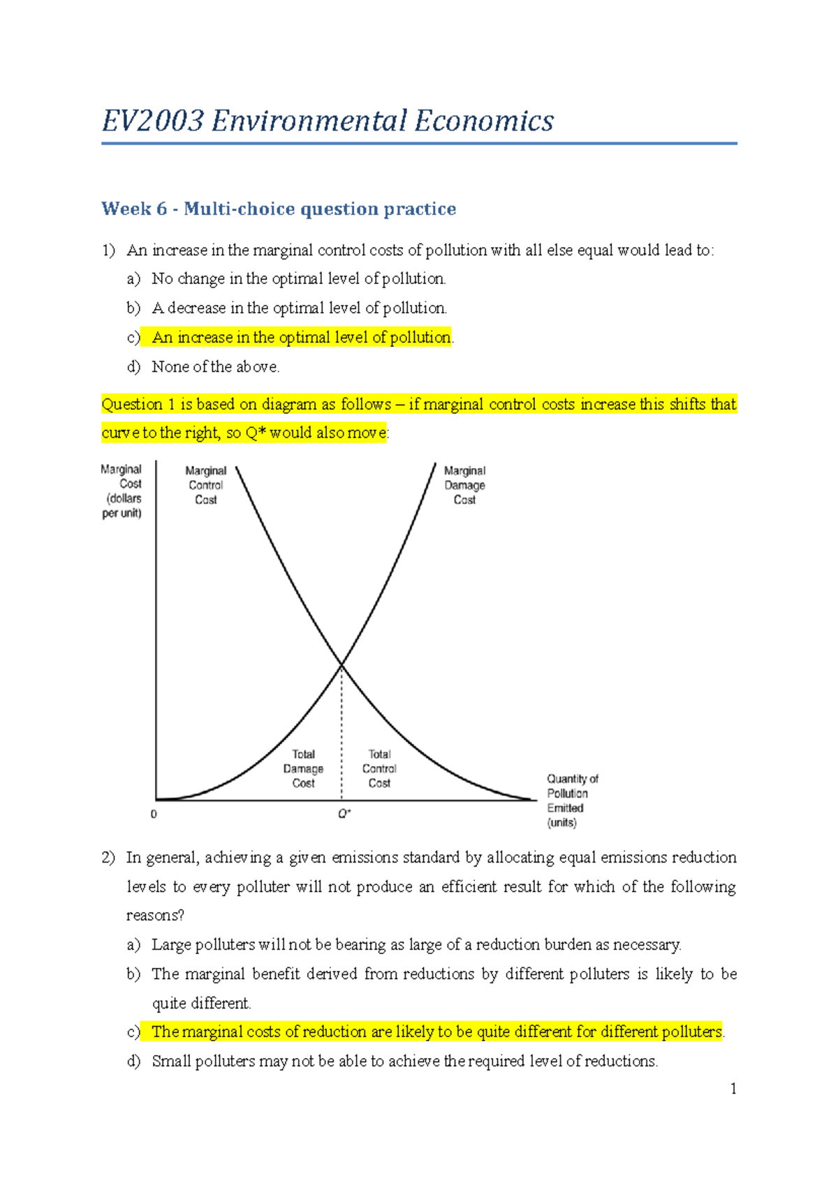 Tasks for Week 6 - Multichoice Questions With Answers - EV2003 ...